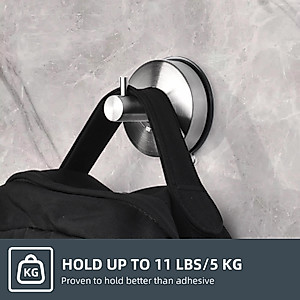 JOMOLA Suction Cup Shower Hooks for Hanging Towel Suction Hook for Inside Shower Stainless Steel Coat Hooks Wall Mounted Kitchen Utensil Stainless Steel, Brushed Finish, 2PCS