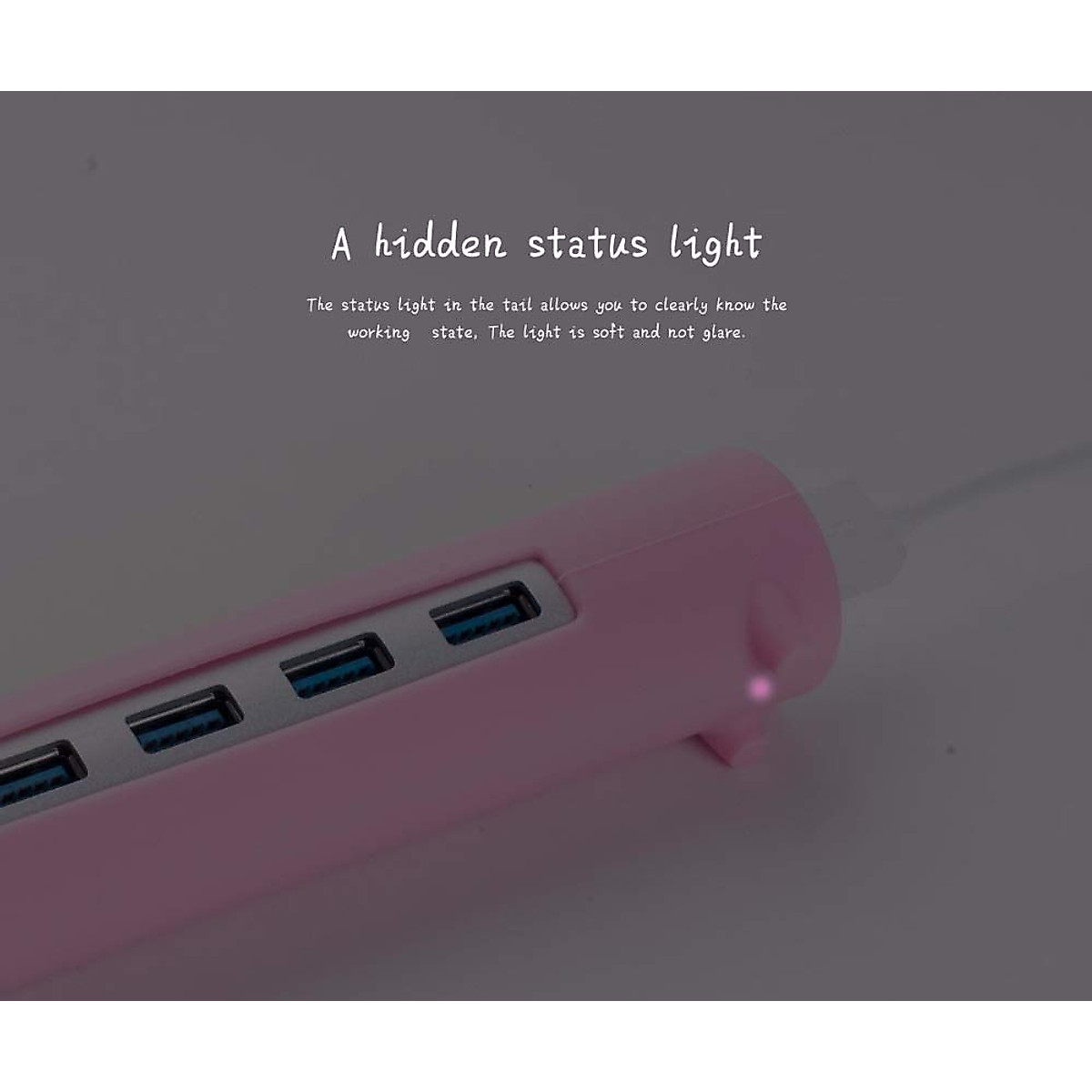 XJJZS 4 in 1 Cute Pet-Shape HUB for MAC Notebook Aluminum Alloy Silicone 100cm Detached Data Cable (Color : Pink)