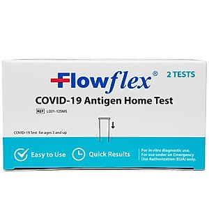Flowflex COVID-19 Antigen Home Test kit, 1 Pack, 2 Tests Total. FDA EUA Authorized OTC at-Home Self-Test, Non-invasive Nasal Swab, Easy to Use and No Discomfort, Results in 15 Minutes