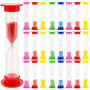 SINJEUN 50 PCS 1 Minute Sand Timer, Plastic Hourglass Sand Clock, Colorful Sand Timer Set Sandglass Countdown Bulk Toothbrush Timer for Party Favors