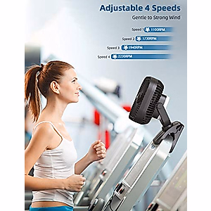 SLENPET 18000mAh Rechargeable Portable Clip on Fan with Body Sensor, Last 44 hrs, 4 Speeds, Battery Operated Desk Fan with Light, 8 inch Personal Fan for Outdoor Golf Cart Stroller Camping