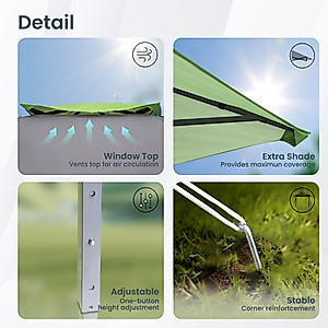 PHI VILLA Pop-Up Canopy Tent 13x13 Instant Shelter Outdoor Canopy with Wheeled Bag,Green