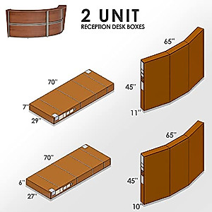 Linea Italia Curved Modern Office Desk Easy to Assembly 2 Panel Reception Counter for Lobby, Salon, 124" x 49", Cherry
