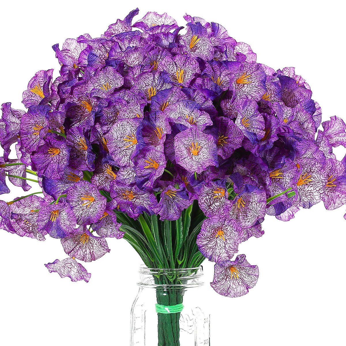 WILLBOND 12 Bundles Faux Flowers Decorative Artificial Shrubs Bushes Outdoor UV Resistant No Fade Faux Plastic Plants for Floral Arrangement Home Patio Porch Garden Decor (Purple)