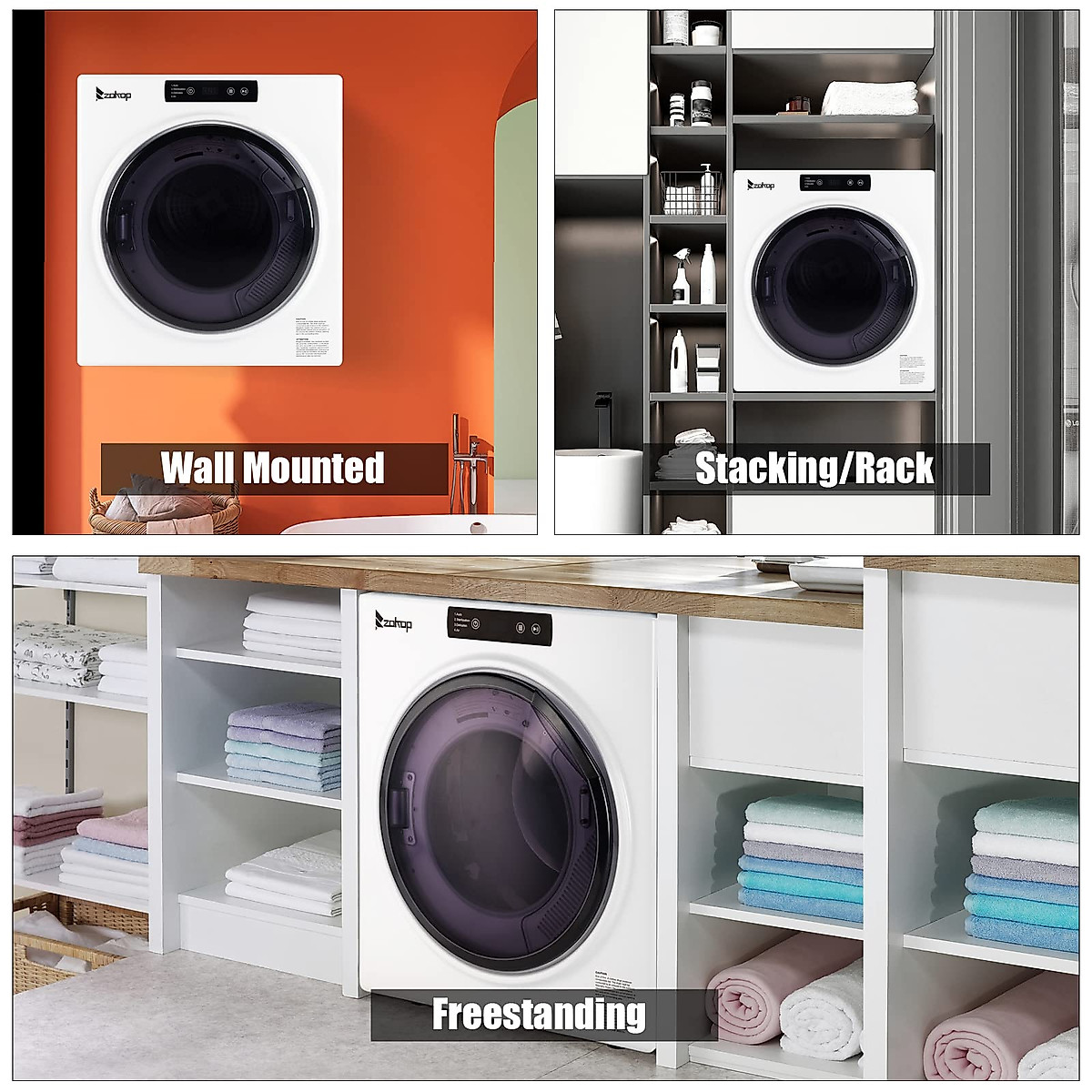 Winado Portable Clothes Dryer 11 lbs Capacity, 3.5 cu.ft Compact Laundry Dryer, w/LCD Display, Stainless Steel Drum, Exhaust Pipe for Apartment Home Dorm 110V 1300W