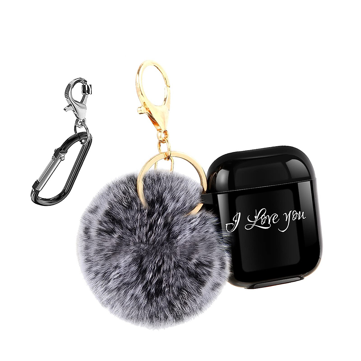 customgift Custom Apple Airpods 1 & 2 Case, Airpod Pro Cover Personalized with Name, Giftfor Women, Girls Pom Fur Ball Keychain/Strap/Accessories, Multiple Colour TPU DIY Picture, Multicolor