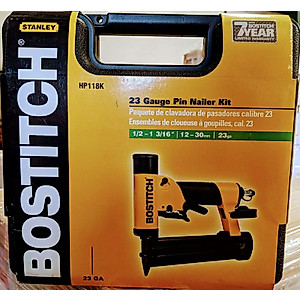 BOSTITCH Pin Nailer 23 Gauge, 1/2-Inch to 1-3/16-Inch (HP118K) , Black