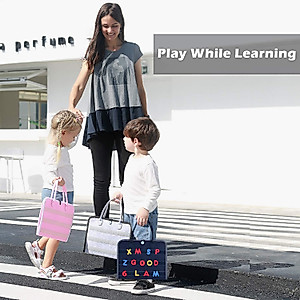 Esjay Toddler Busy Board, Sensory Board for Fine Motor Skill, Montessori Toys Toddler Activities for Travel, Car(Grey)