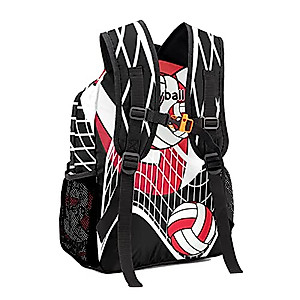 Anneunique Personalized Customization with name Volleyball Red Black Backpack Adult Daily Bag for Sport Travel Casual Pack