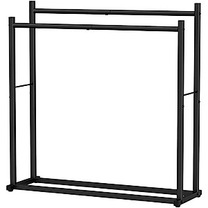 Honiter Towel Racks for Bathroom, 2 Tiers Wider Towel Drying Rack Outdoor, Free Standing Towel Rack, Pool Towel Blanket Stand and Display Rack for Oversized Bath Towels, Black