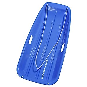 Slippery Racer Downhill Sprinter Flexible Kids Toddler Plastic Cold-Resistant Toboggan Snow Sled with Pull Rope and Handles -35 Inch (BLUE)