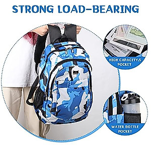 PerKoop 8 Pieces Backpacks Boys and Girls 17 Inch School Bag Bulk Printed Student Backpacks with Adjustable Padded Straps and Bottle Holder for Back to School Elementary Middle High School, 8 Color