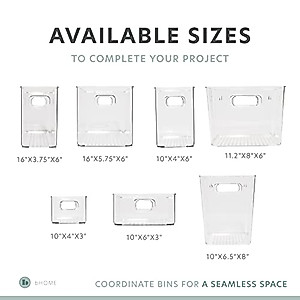 Clear Plastic Storage Bins, Stackable Pantry Organization and Storage Containers Clear Organizing Bins, Cabinet & Pantry Organizer Bins for Organizing Bathroom, Kitchen, Fridge, Freezer Organizer Bins