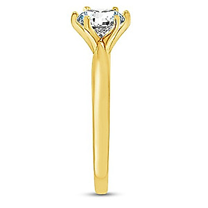 Size - 8 - Solid 14k Yellow Gold Round Cut Six Prong Solitaire Wedding Engagement Ring CZ Cubic Zirconia 1.50ct.