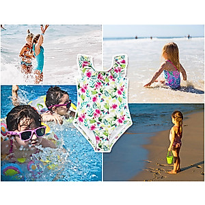 Cadocado Baby Girls' Ruffled Sleeveless Swimwear UPF 30-40 Sun Protection One Piece Swimsuits for Infant(1.5-2Y) Pink