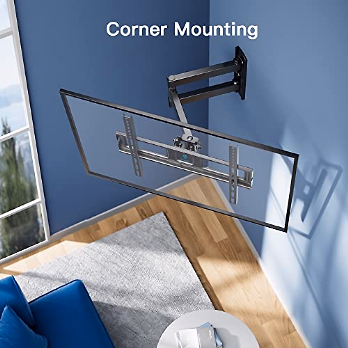 PERLESMITH TV Wall Mount Swivel Tilt for 32-55 inch LED LCD OLED Flat Curved TV Screen, Full Motion TV Mount Bracket with Articulating Arm Perfect Center Single Stud up to 70lbs VESA 400x400mm, PSMFK7
