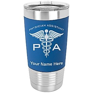 LaserGram 20oz Vacuum Insulated Tumbler Mug, PA Physician Assistant, Personalized Engraving Included (Silicone Grip, Dark Blue)