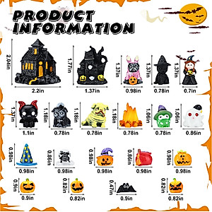 Soaoo 20 Pcs Halloween Miniature Figurines Resin Pumpkin Ghost Ornaments Halloween Garden Miniature Landscape for Halloween Party Village Bonsai Crafts Outdoor Home Garden Decor