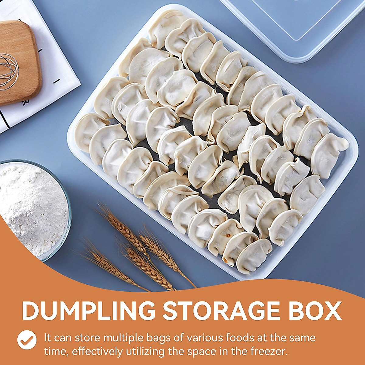 Jwthee 4PCS Food Storage Container, Stackable Dumpling Storage Box Airtight Cookie Storage Containers Transparent Food Containers with Lid for Kitchen and Fridge