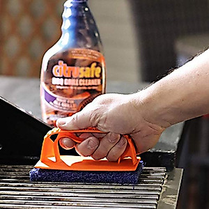 Citrusafe BBQ Grill Scrubber with 3 Heavy Duty Replaceable Scrubber Pads - Removes Grease and Burnt Food Safely from Grill Grates
