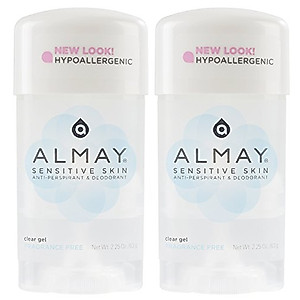 Almay Sensitive skin Clear Gel, Anti-Perspirant & Deodorant, Fragrance Free, 2.25-Ounce Stick (Pack of 2)