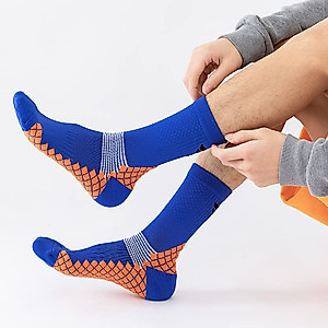 YWSLRC Mens Athletic Socks Elite Basketball Socks-Performance Thick Cushioned Sport Training Running Compression Crew Sock (Multicolor)