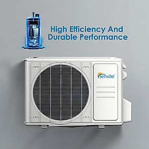 Senville LETO Series Mini Split Air Conditioner Heat Pump, 18000 BTU 208/230V, Inverter, Works with Alexa, SEER2 19, 1.5 Ton, White