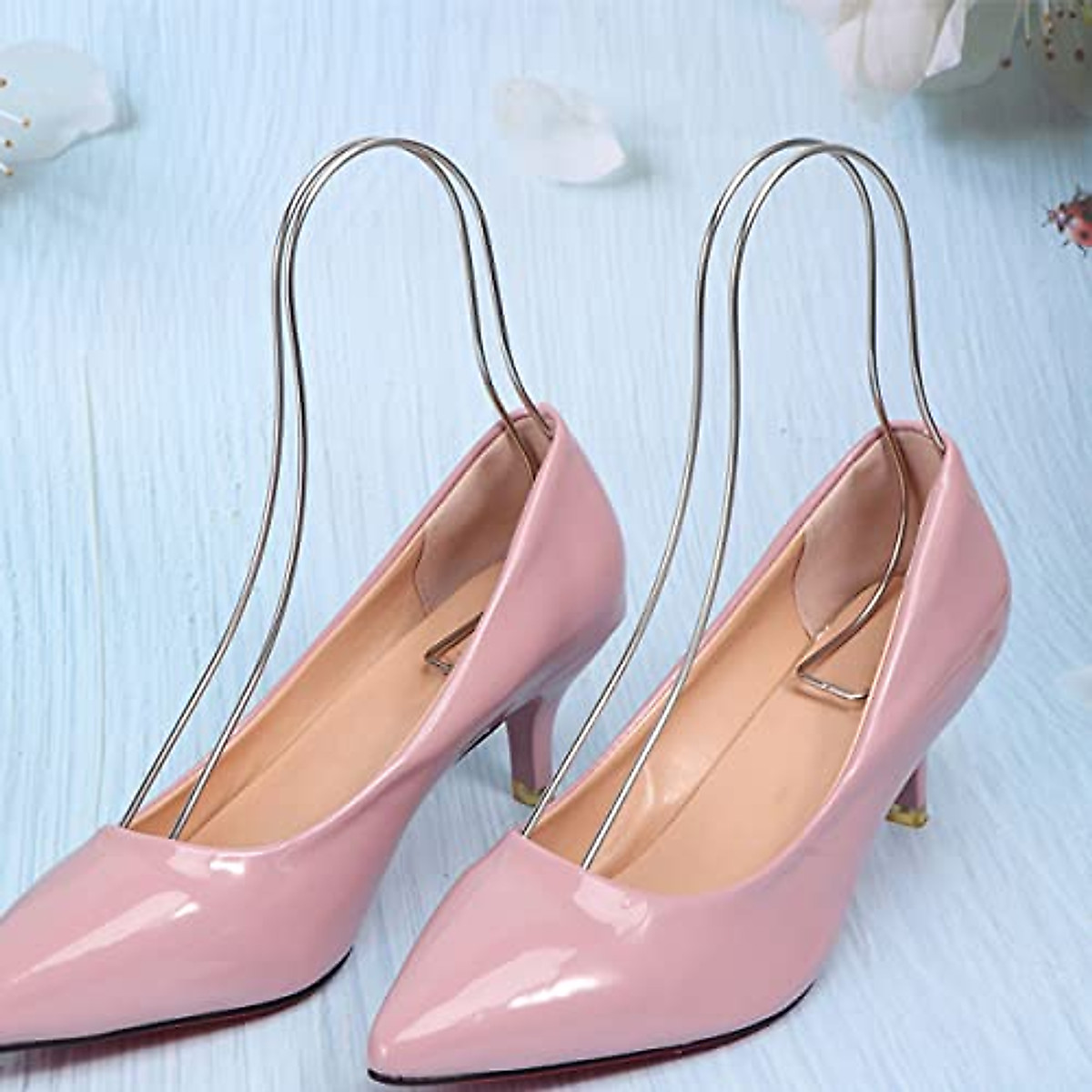 ULTECHNOVO 8pcs Steel Storage Shoes Sandal Display, Silver Boot Shaper Insert Display Hig Organizers Racks, High Stands Stainless Shop Womens Store Supports Shoe Forms: Inserts Showcase