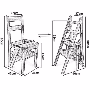 LUCEAE Step Stool Wooden Folding Step Stool Portable Wide Tread Non-Slip Step Chair,Multi-Purpose Step/Stair Chair Home Library 4 Step Closet/Bedroom/Closet/Bedroom Step Stool