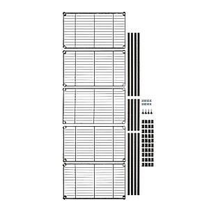 Amazon Basics 5-Shelf Adjustable Storage Shelving Unit, 200 Pound Loading Capacity per Shelf, Steel Organizer Wire Rack, 24 x 14 x 60 Inches (LxWxH), Black