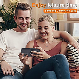 Samsung Galaxy A54 5G Case with Screen Protector (2 Packs),[Military Grade][Shockproof Protection][Built-in Ring Kickstand] Heavy Duty PC+TPU Dual Layer Case Cover-Black