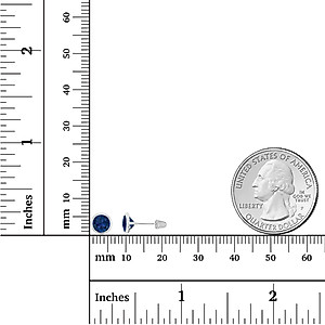 Solid 14K White Gold 6mm Round Created Blue Sapphire September Birthstone Bezel Screw Back Stud Earrings