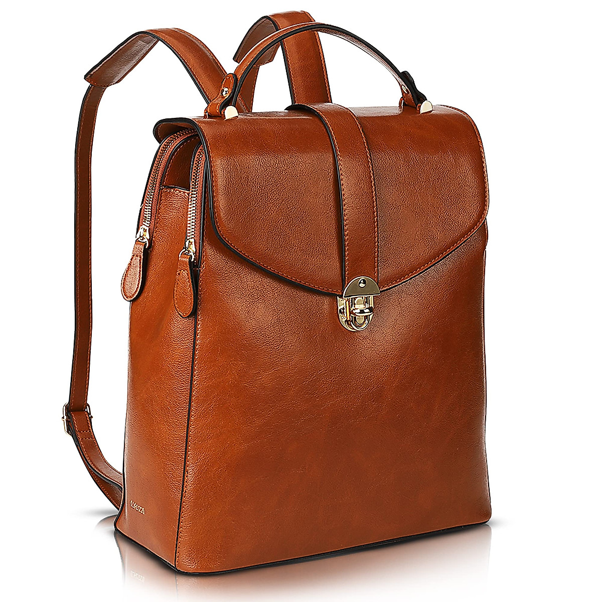 rofozzi Layla Large Backpack Purse for Women - 13-inch Laptop Backpack for Office - Top Handle 3-Compartment Everyday Fashion Backpack - Water-Resistant Easy to Care Vegan Leather Bag Pack