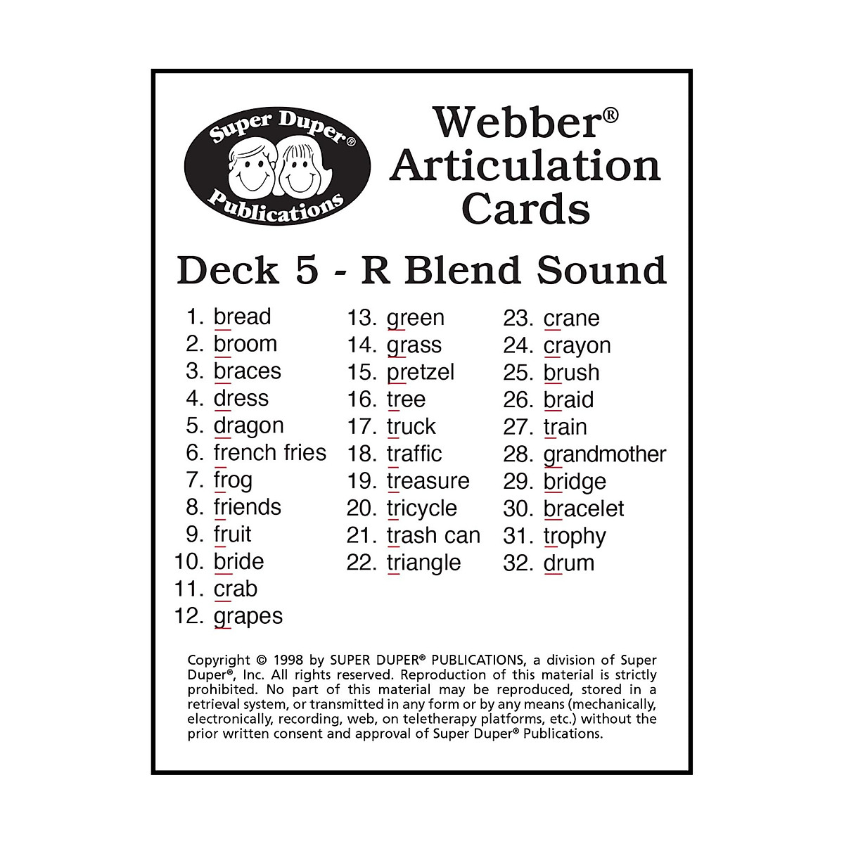 Super Duper Publications | Articulation R Blends Fun Deck | Vocabulary and Language Development Flash Cards | Educational Learning Materials for Children