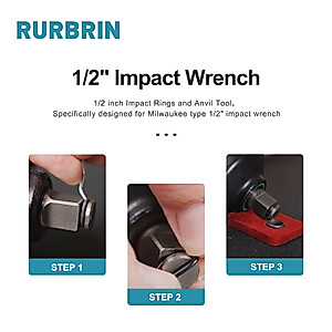 RURBRIN 20 Sets 1/2" Impact Wrench Retaining Rings with O-Ring, Compatible with Electric/Pneumatic Wrench, Including Retainer Ring Anvil Install Tool