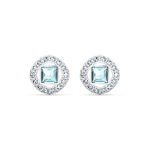 Swarovski Una Angelic Stud Earrings, with Aqua and Clear Crystals and Rhodium Plated Setting, an Amazon Exclusive