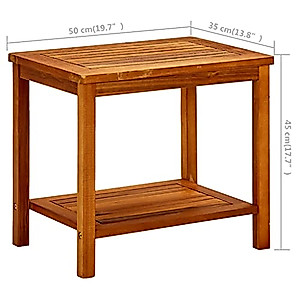 GOLINPEILO Solid Acacia Wood Side Table with a Bottom Shelf, Wooden Side Table End Table Couch Table for Living Room Home, Office 19.7" x 13.8" x 17.7" -AA