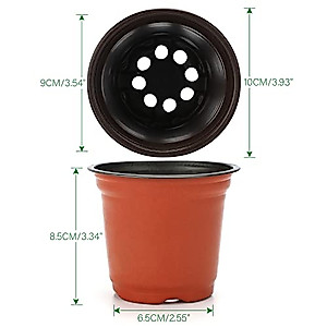 KINGLAKE GARDEN 4 Inch 120 Pcs Plastic Plants Nursery Pots,Gardening Seed Starting Pots,Seedling Flower Plant Container for Seedlings, Succulents, Transplanting,Indoor Outdoor Plant(Brown)