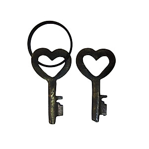 Home - Garden Brass Padlock - Lock with Keys - Working - Brass Made - Type : Small Heart - Brass Finish (51)