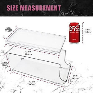 SCAVATA 2 Pack Soda Can Organizer for Refrigerator, Stackable Canned Food Pop Cans Container Can Holder Dispenser with Lid for Fridge Pantry Rack Freezer, Clear Plastic Storage Bins-Holds 10 Cans Each