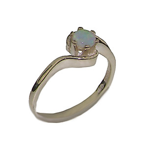 925 Sterling Silver Natural Opal Womens Solitaire Ring - Size 7.5
