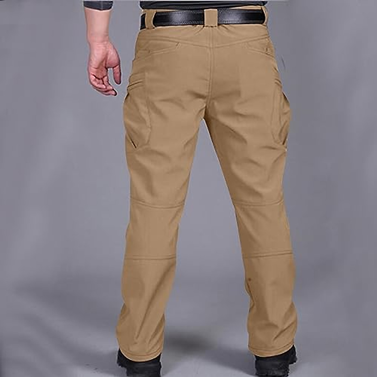 Mens Fleece Lined Tactical Hiking Pants Winter Warm Outdoor Multi Pockets Cargo Pants Army Training Combat Trousers