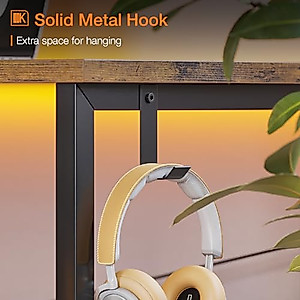 ODK Laptop Desk Study Desk, 32 Inch Small Desk, Writing Desk with Storage, Work Table with Headphone Hook for Small Space Home Office, Rustic Brown