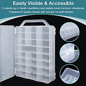 Udefineit Double Sided 46 Grids Sewing Organizer, Large Clear Plastic Container Sewing Spool Thread Storage Box, Portable Bobbins Organizer Case for Embroidery Floss, Craft Beads, Jewelry, Nail Polish