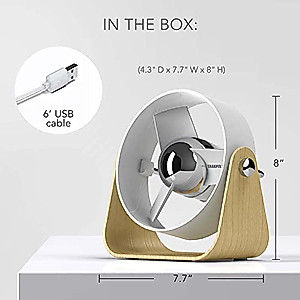 Sharper Image SBS2-SI Medium Personal Fan with Soft Blades, 3 Speeds, Touch Control, Quiet Operation, 6 ft. USB Cable, White/Ash, FA1-0102-43