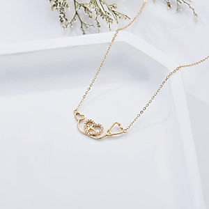 SISGEM 14K Real Gold Stethoscope Necklace for Women,Yellow Gold Created Moissanite Heart and Heartbeat Necklaces,Medical Jewelry for Doctor Nurse Medical Student RN Nurse Gifts,16''-18'' (Style-2)