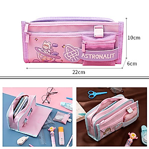 MOMEITU Kawaii Pencil case Kawaii School Supplies Cute Pencil case Large Capacity Pencil case Cute Pencil case Kawaii(Purple Planet)