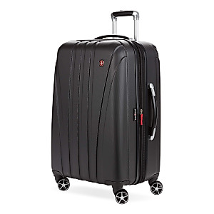 SwissGear 7585 Hardside Expandable Luggage with Spinner Wheels, Black, Checked-Medium 23-Inch