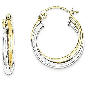 10K Two Tone Gold Twisted Hoop Earrings