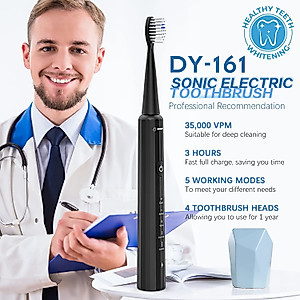 Szong Adult Toothbrush 4 Pack Brush Black